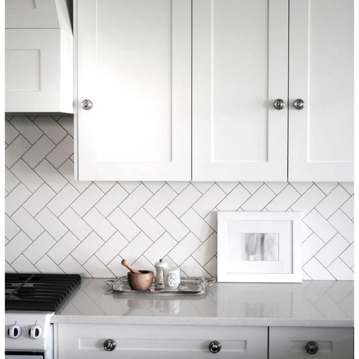 FULL TILE SAMPLE Brookland Mini FLAT MATT White Metro 7.5cm x 15cm ...