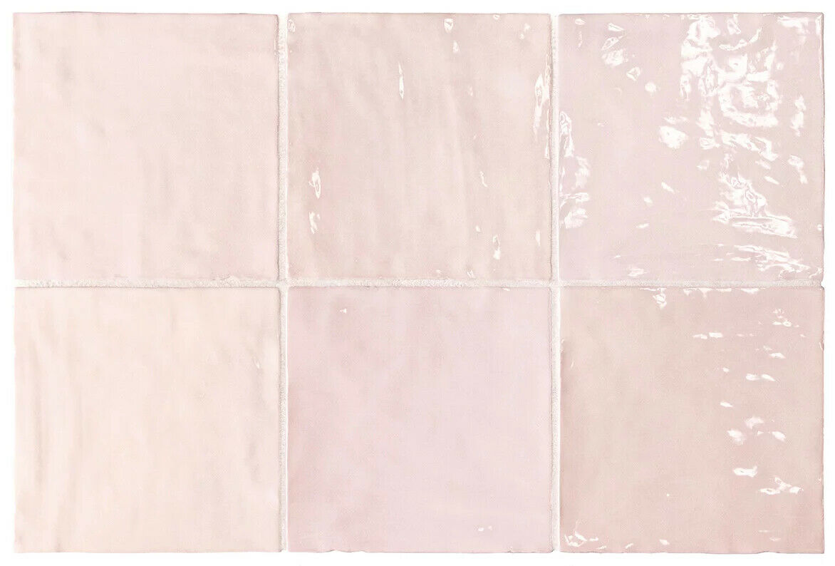 FULL TILE SAMPLE Zelij Square Light Pink Moroccan Handmade Style 13.2c ...