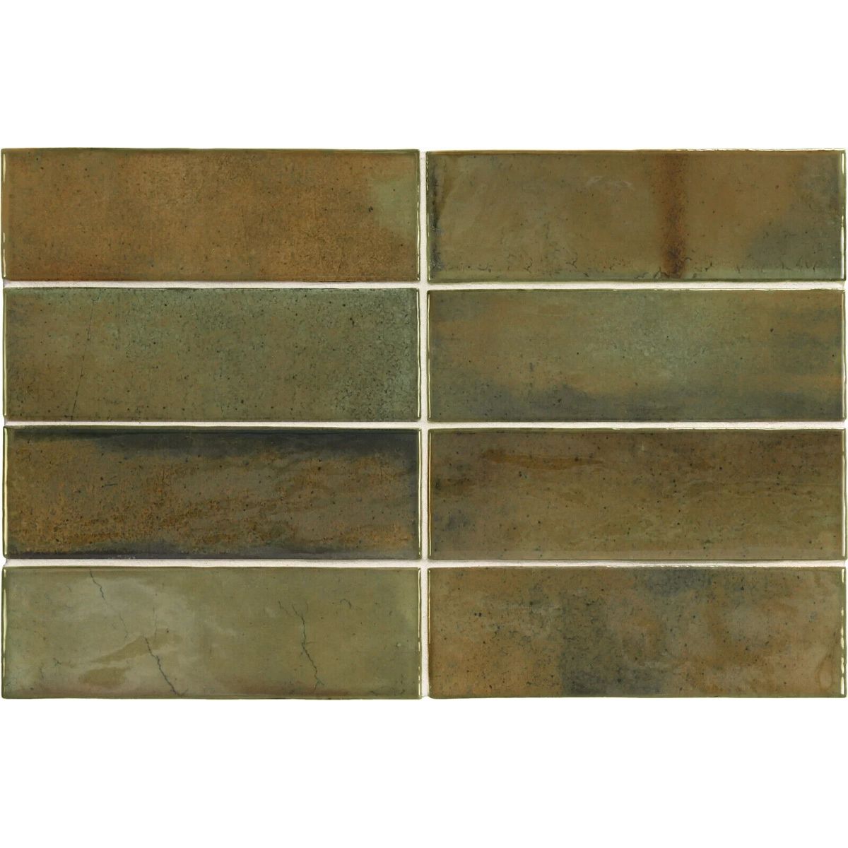 FULL TILE SAMPLE Shanghai Brick Olive Green Moroccan Wall Tiles 5.1 x ...